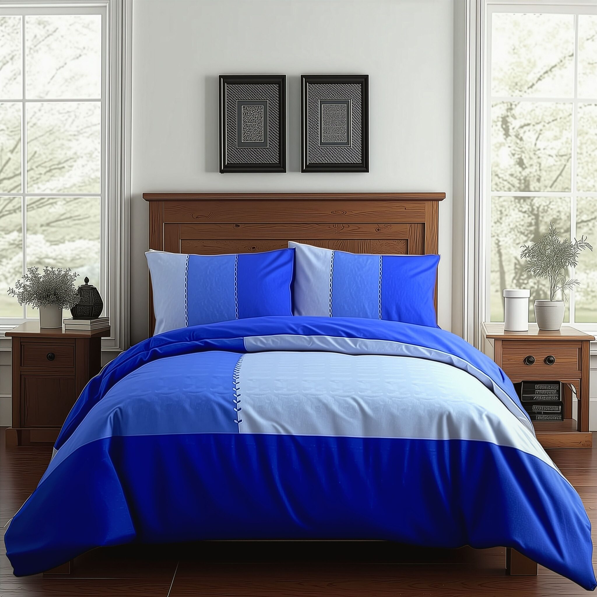 Duvet Cover And Pillowcase Set Black Blue Chocolate Patchwork Design ...
